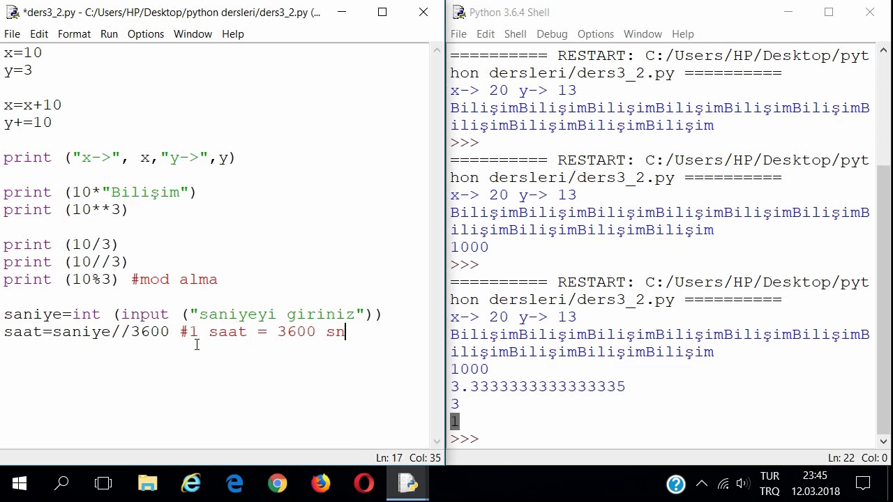 #7 Python3 / İfadeler ve Aritmetik İşlemler / operatörler, end, sep ...