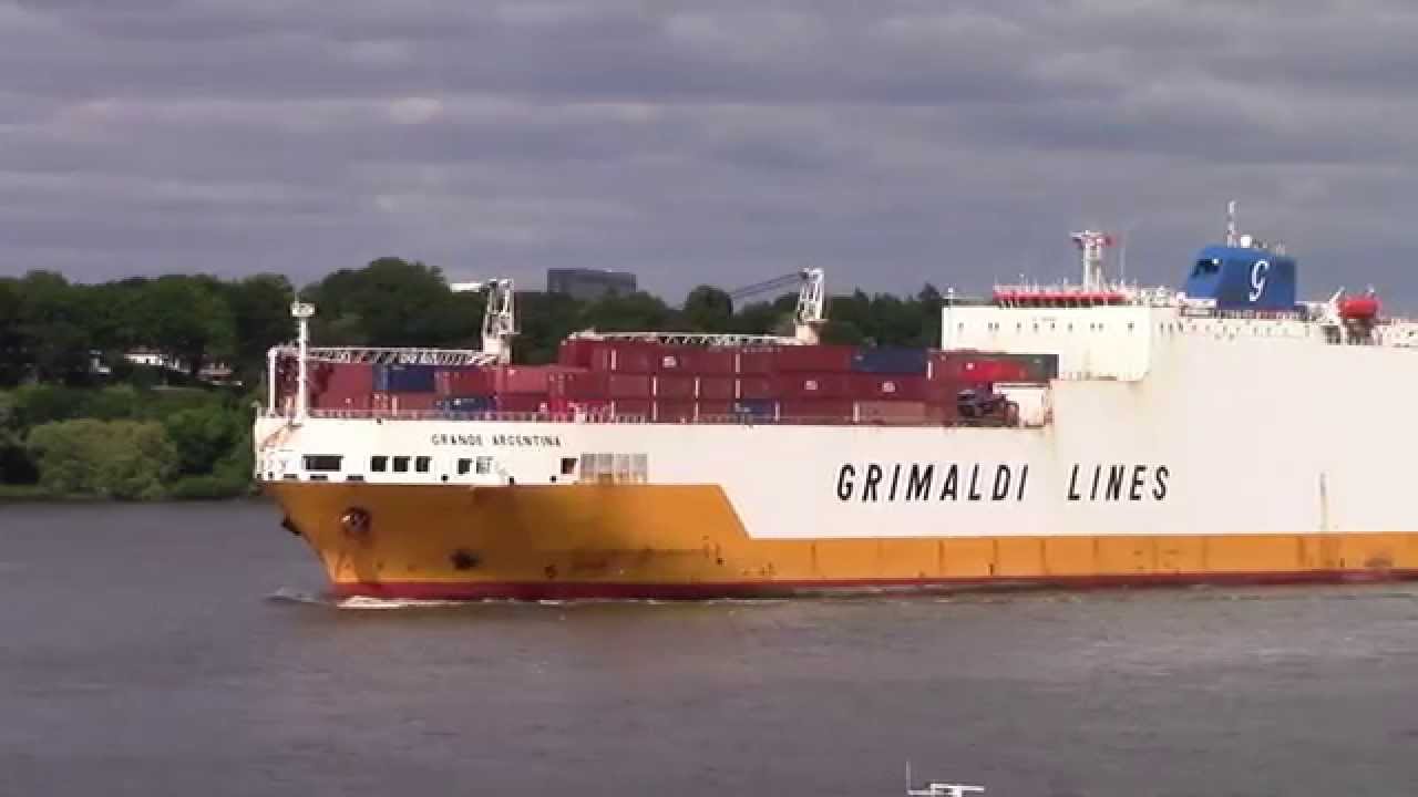RO-RO / Container Ship GRANDE ARGENTINA departing Hamburg, Germany on ...