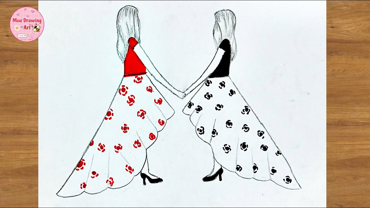 BFF DRAWING || How To Draw BEST FRIENDS Step By Step - YouTube