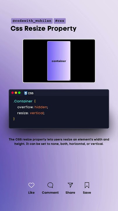 Css Resize Property Codewith Muhilan Css Coding Youtube