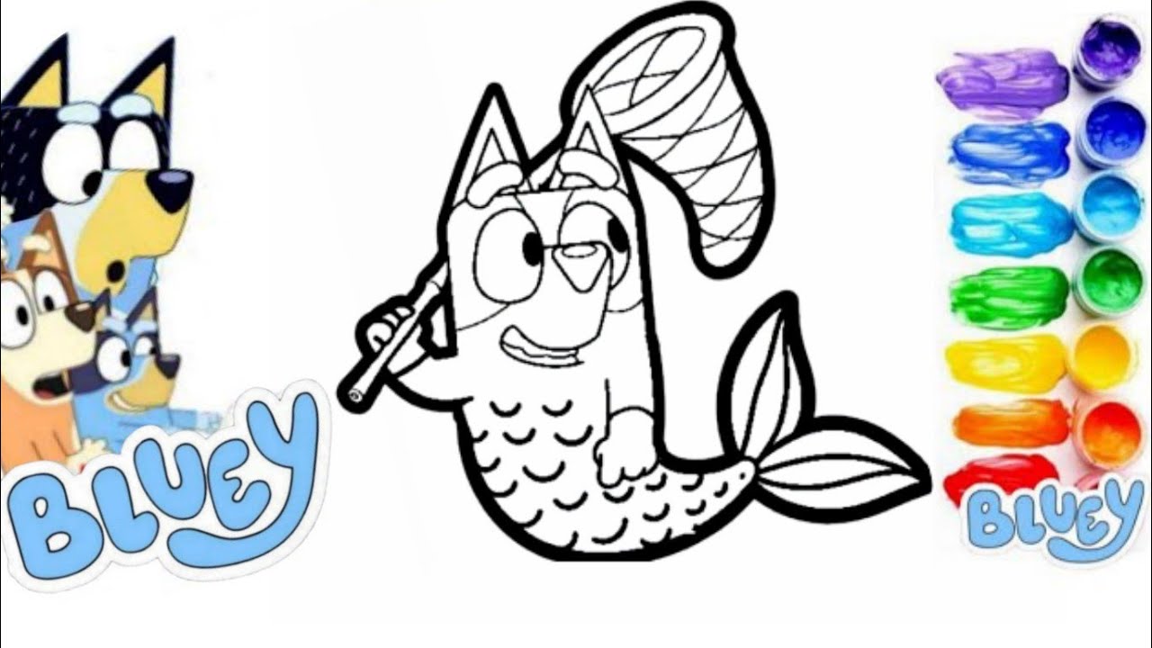 Bluey with Fish Tail & Jellyfish Net 🎨 | Bluey - YouTube
