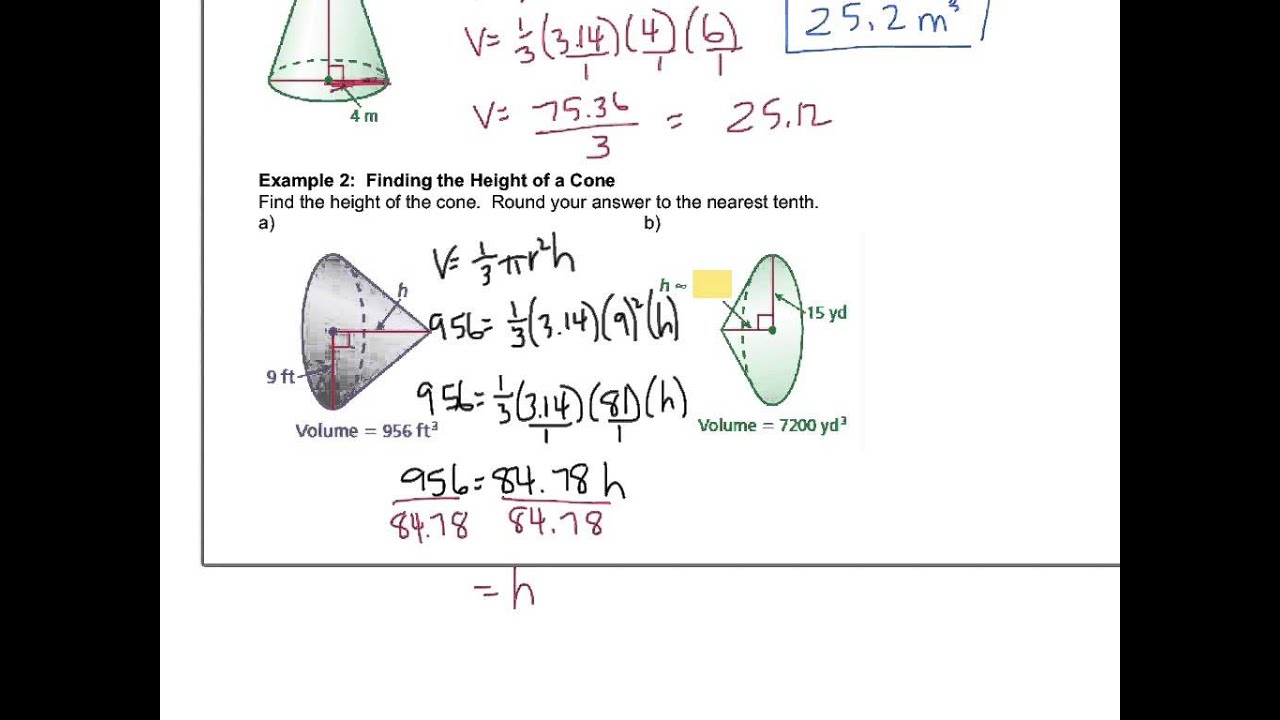 Math 8 - 8.2 Volumes of Cones - YouTube