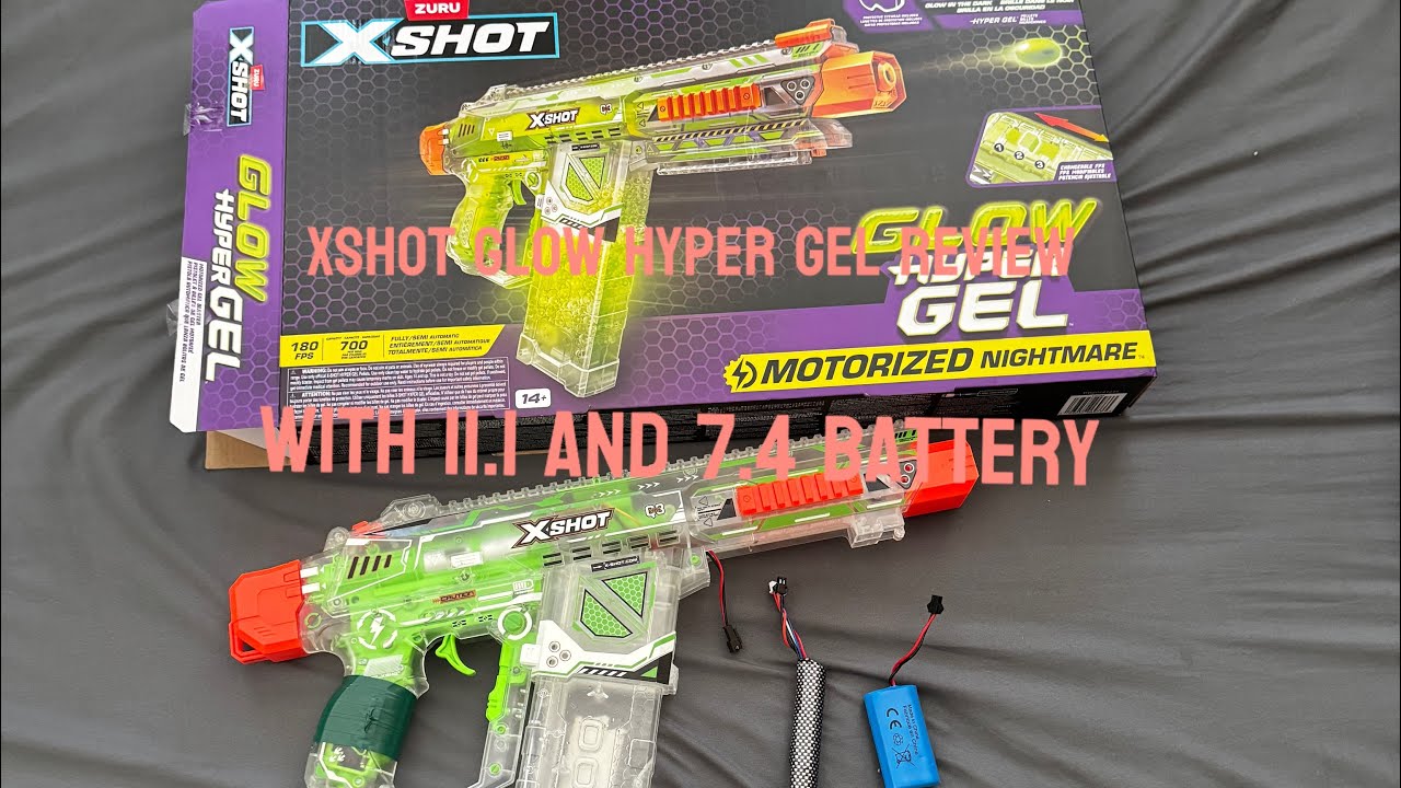 X shot gel blaster review with 11.1v battery - YouTube