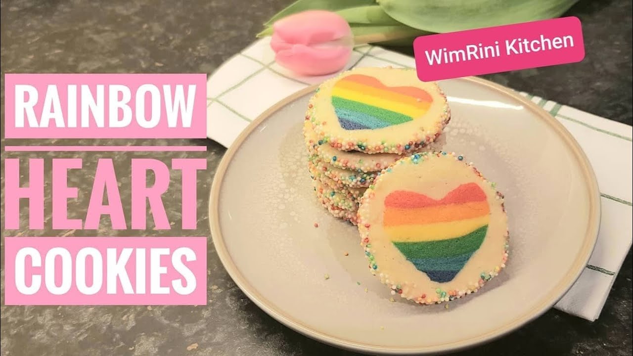 Rainbow Heart Cookies || valentine's day cookies recipes || WimRini ...
