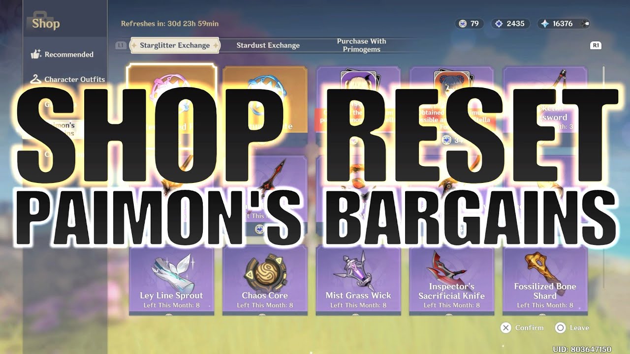 Genshin Impact SHOP RESET PAIMON'S BARGAINS for January of 2023 - YouTube