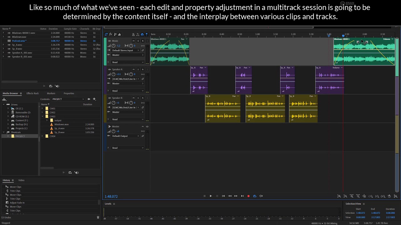 Learn Adobe Audition: 3.05 Adjusting and Monitoring Levels - YouTube