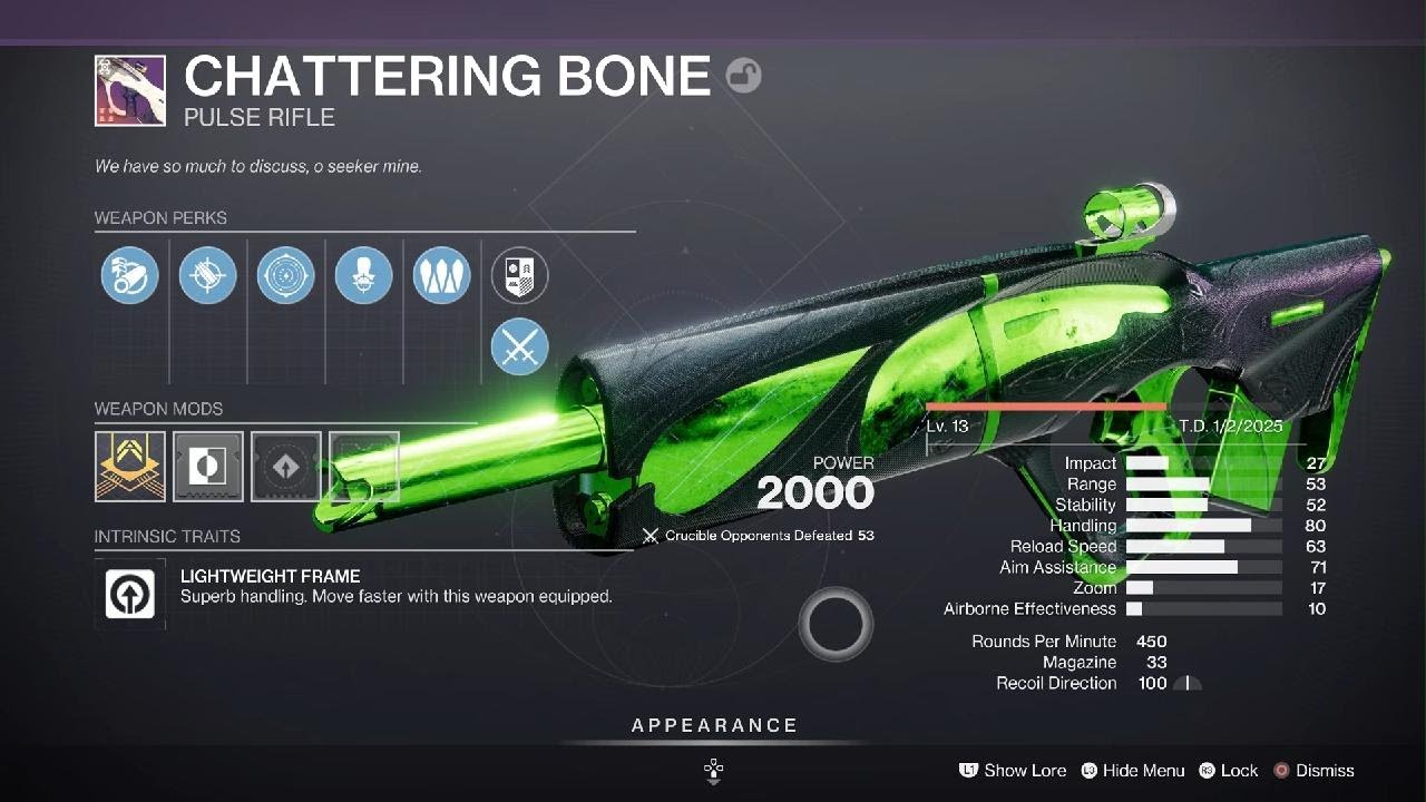 Destiny 2- Chattering Bone Is The Next Best Option - YouTube