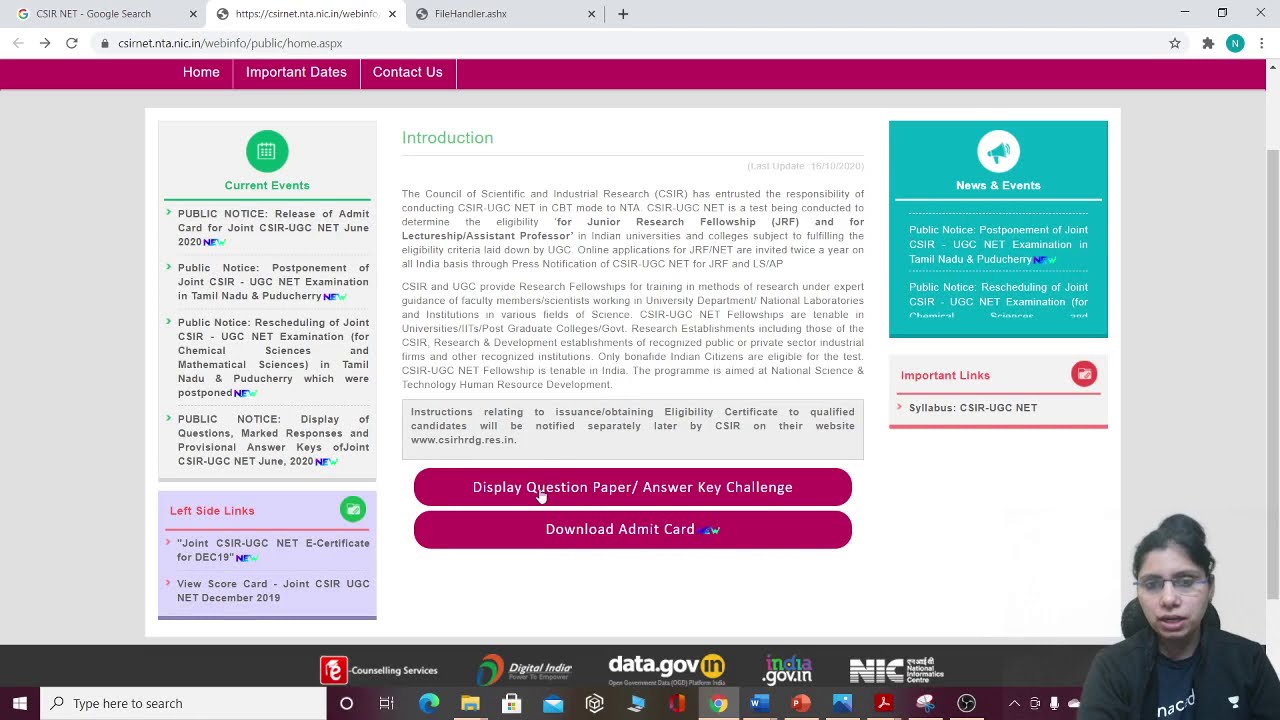 Answer Key released CSIR NET 2020 Exam | Download Response Sheet | CSIR ...
