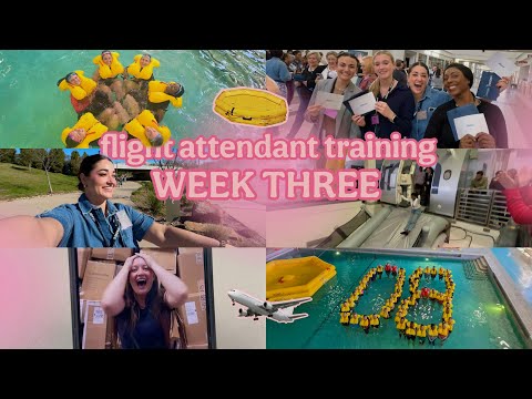FLIGHT ATTENDANT TRAINING: WEEK 3 ✈️ base reveals, plane ditching + sliding off aircrafts!