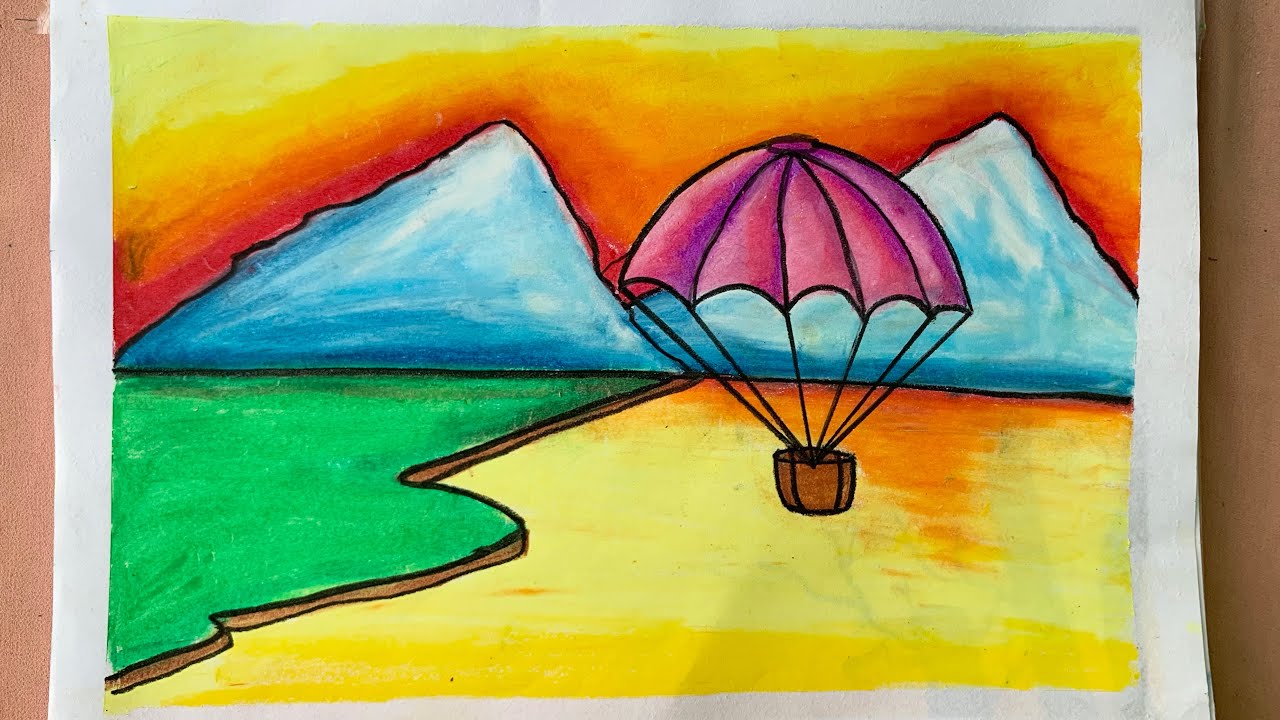 How To Draw Easy Oil Pastel Drawing | Easy Drawing | Parashot Drawing ...