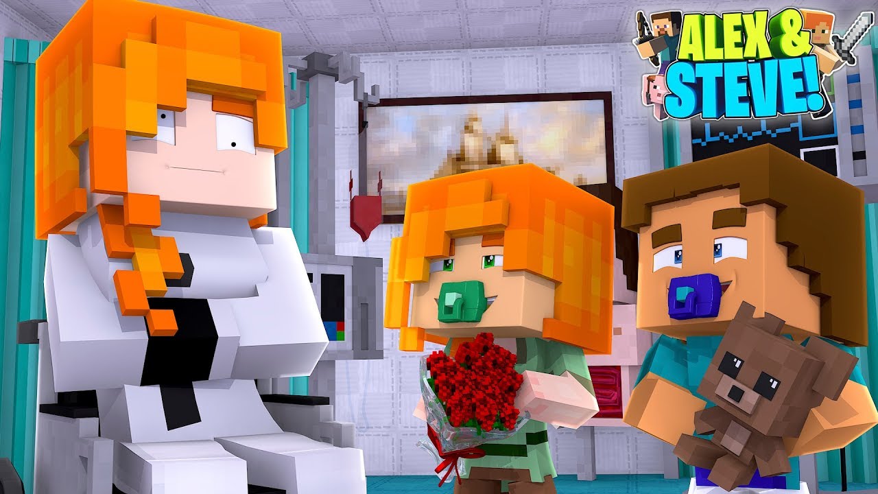 Minecraft BABY ALEX & BABY STEVE VISIT THEIR MOM IN THE MENTAL HOSPITAL ...