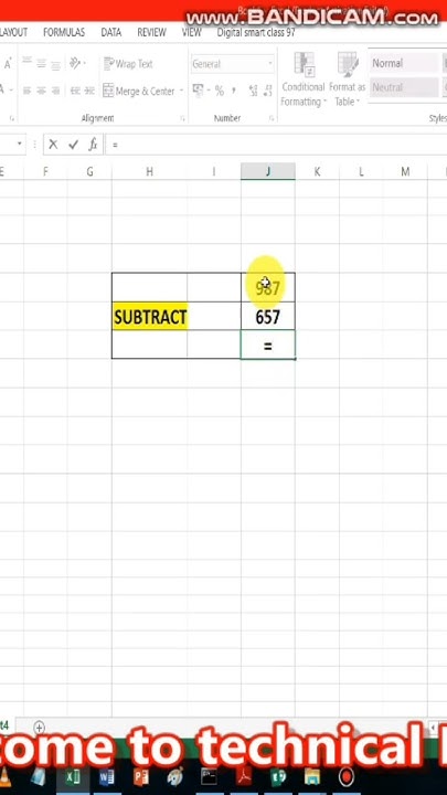 how to subtract in Microsoft Excel #subtraction - YouTube