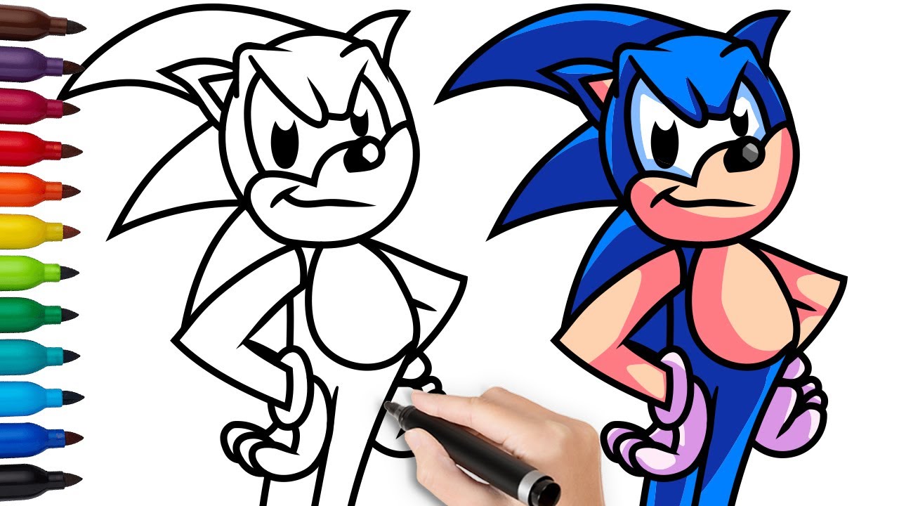 HOW TO DRAW SONIC SAYS | Friday Night Funkin (FNF) - (Draw & Color ...