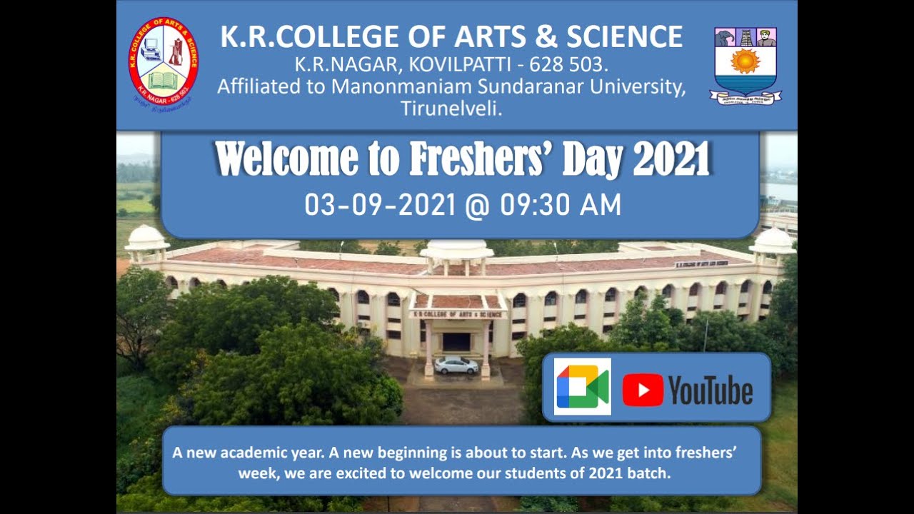 Welcome to Freshers’ Day 2021 - Orientation Programme - YouTube
