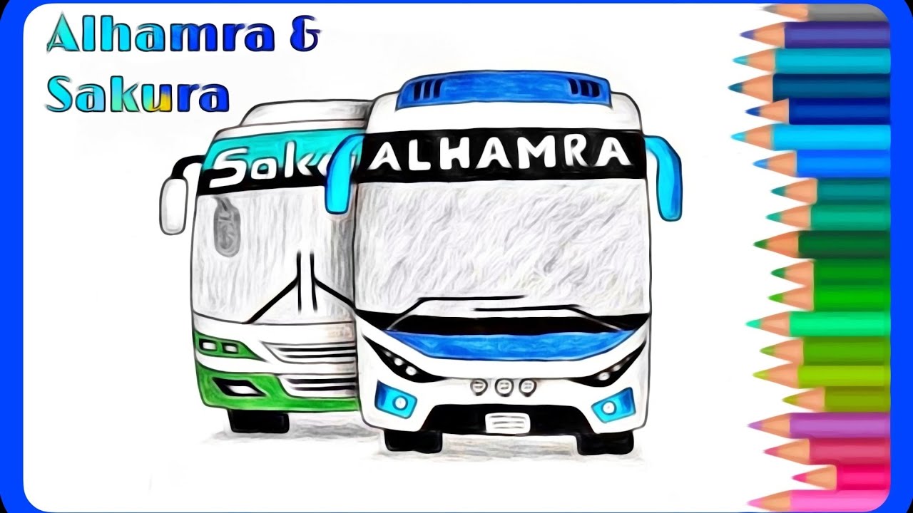 Bus overtake drawing | বাস আঁকা | bus drawing | sakura bus drawing ...