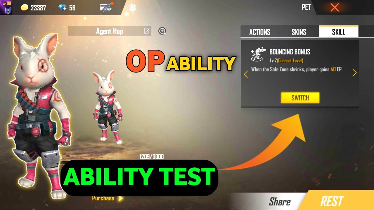 Agent hop free fire ability || New pet agent hop ability test || agent ...