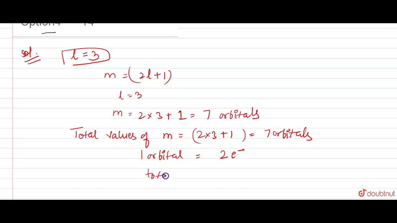 For azimuthal quantum number l=3, the maximum number of electrons will ...