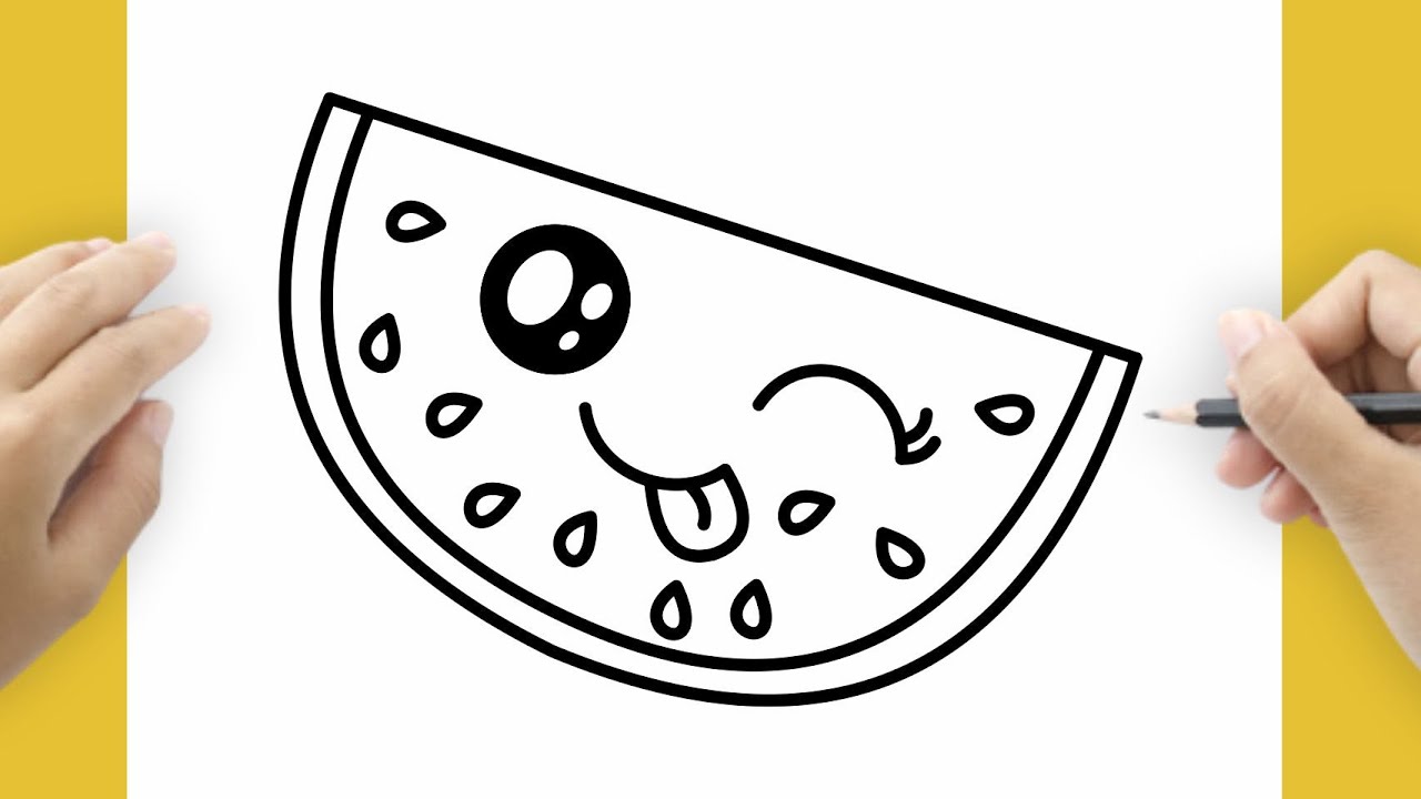 How to Draw Watermelon So Cute and Funny - Easy Step-by-Step Tutorial ...