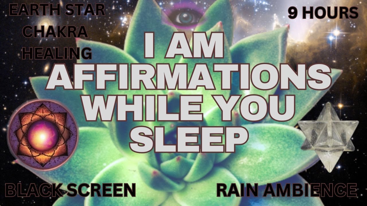 🟤 Earth Star Chakra Healing While You Sleep | I AM Affirmations | Black ...