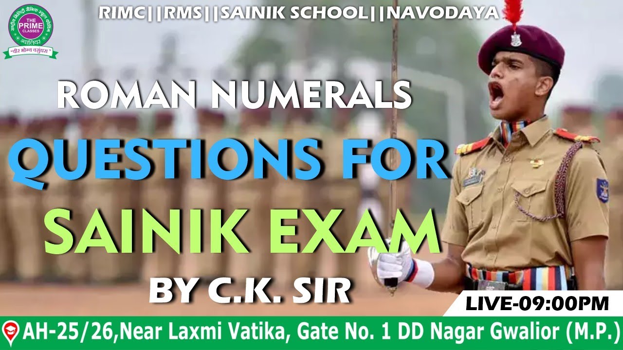 ROMAN NUMERALS QUESTIONS FOR SAINIK EXAM BY C.K. SIR #theprimeclasses # ...