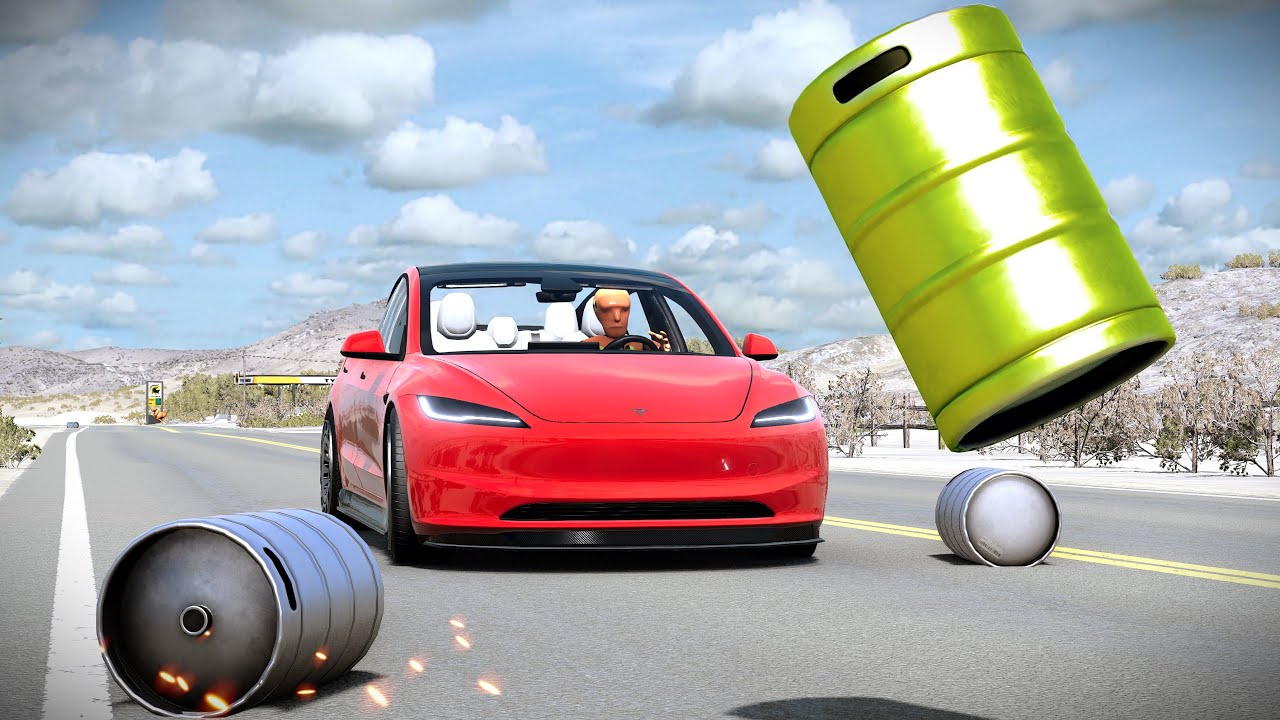 Realistic Car Crashes [Dangerous Object On The Road] #04 - BeamNG.Drive ...