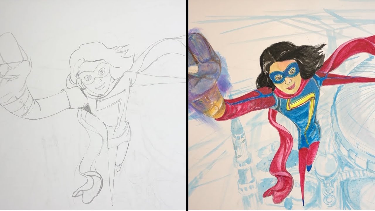Drawing Ms. Marvel // Menggambar Ms. Marvel - YouTube