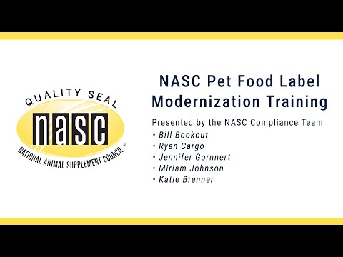 NASC Pet Food Label Modernization Training - YouTube