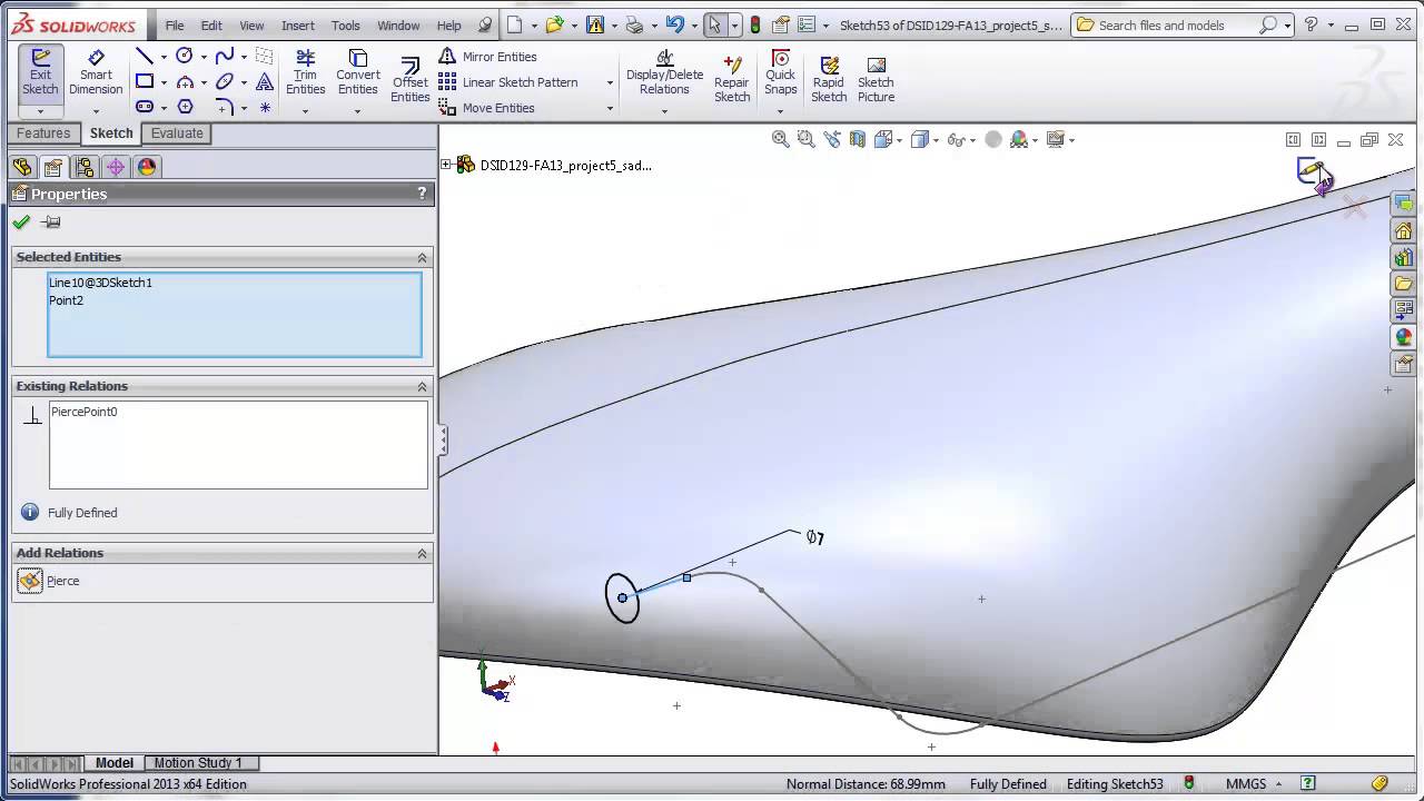 DSID129, Solidworks Project 5-3, Bicycle Saddle - Mounting Rails - YouTube