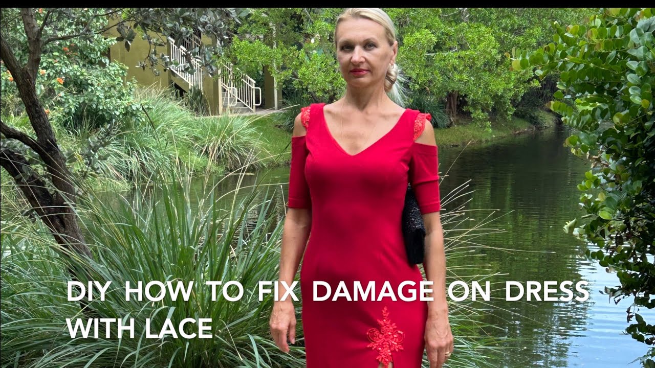 DIY how to fix damage on dress 👗 with lace - YouTube