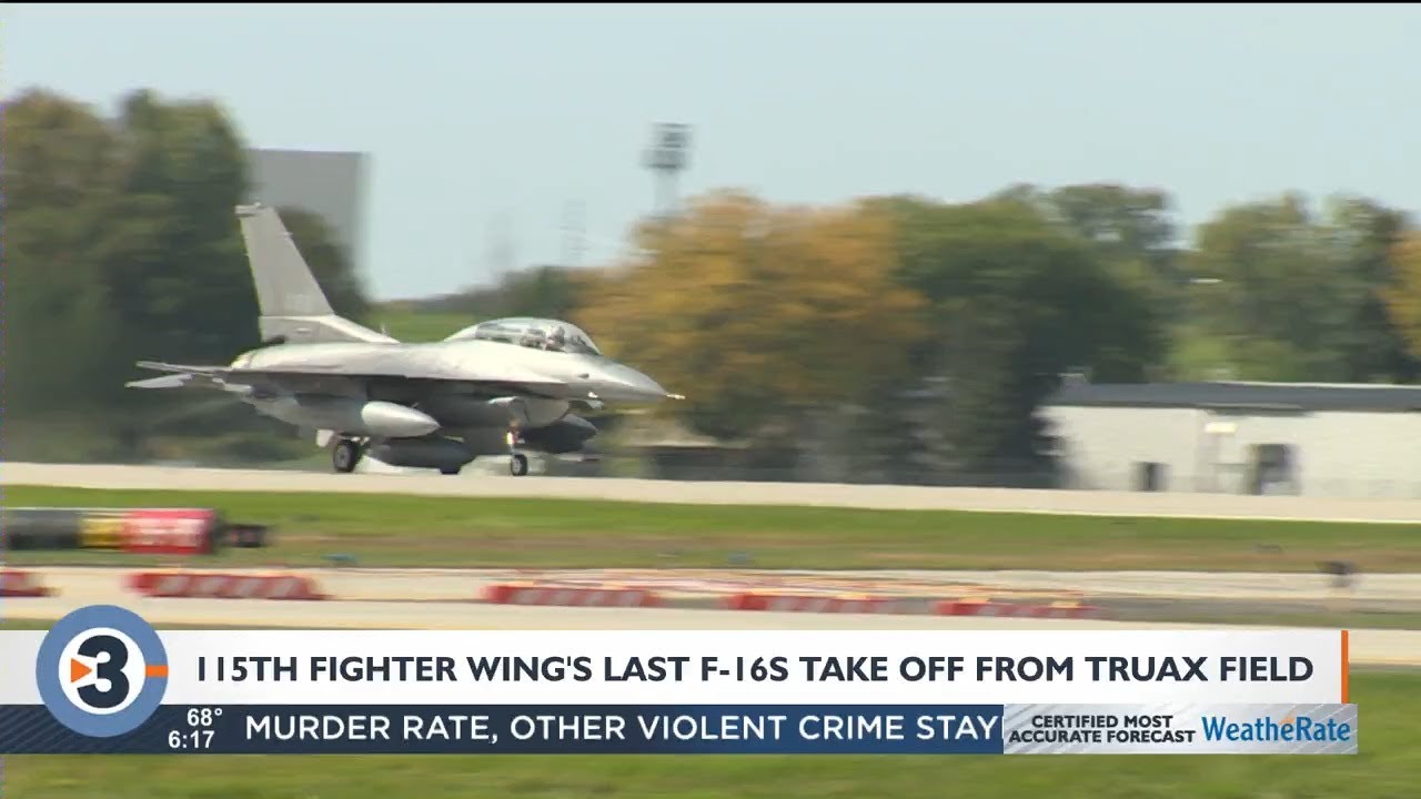 Final F-16s from 115th Fighter Wing take off from Truax Field ahead of ...