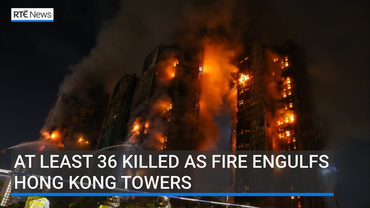 At least 36 killed as fire engulfs Hong Kong towers - YouTube