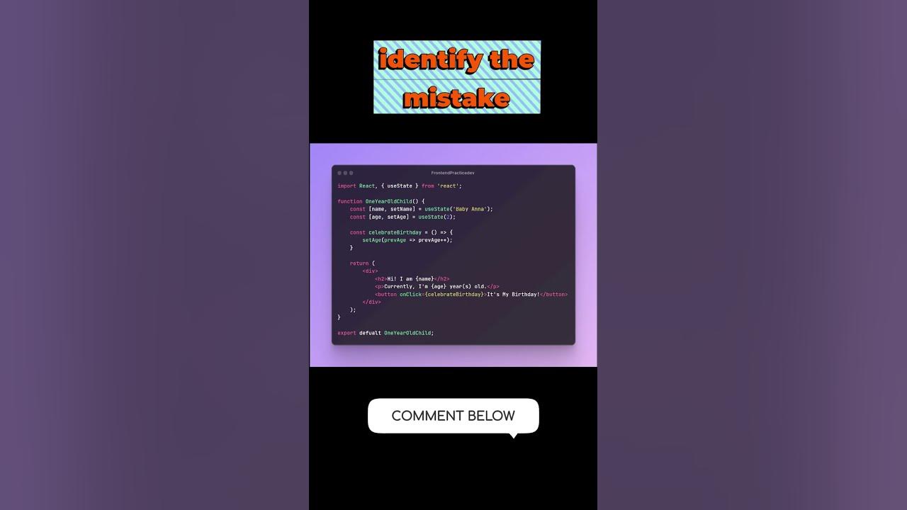 Identify The Misstake Interview Practice Reactjs Reactjs Reactjstutorial Reactjsdeveloper