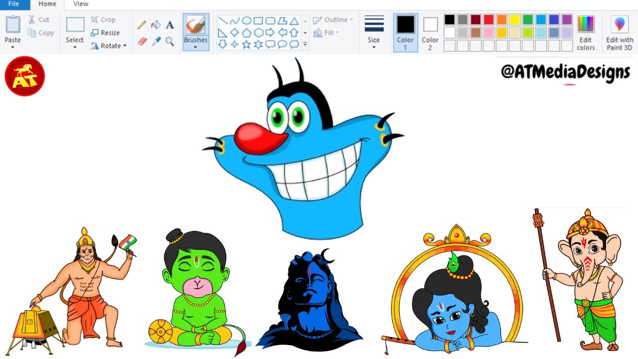 How to Draw Oggy from Oggy and the Cockroaches in MS Paint | # ...
