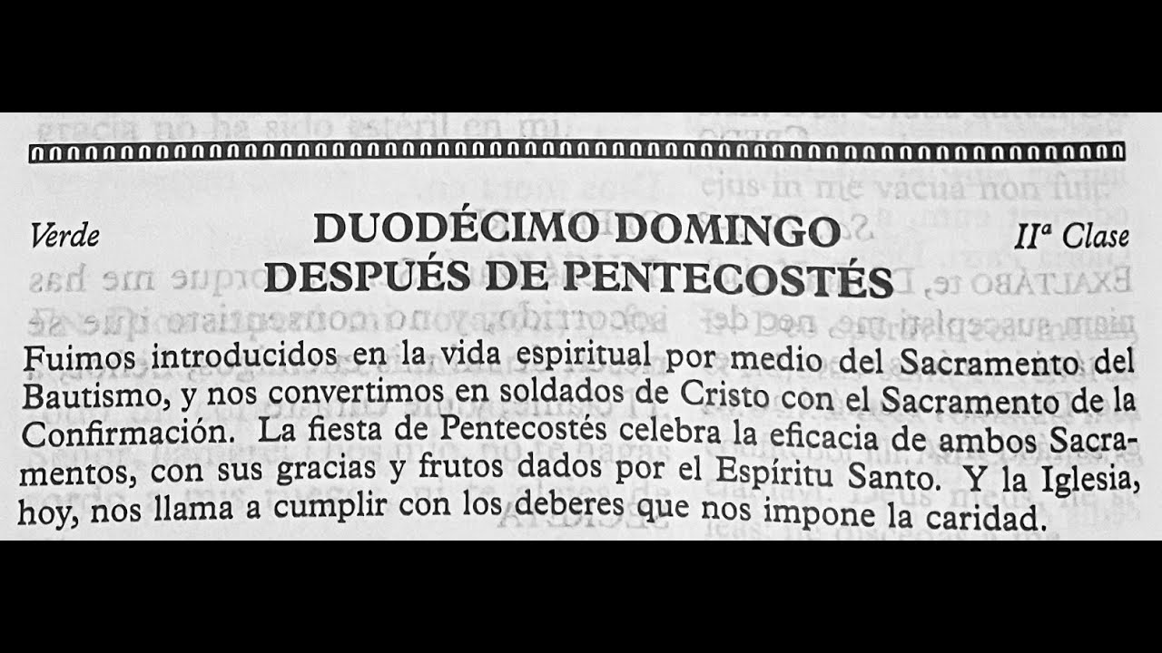 Duodécimo Domingo después de Pentecostés. Misa cantada - FSSPX - YouTube