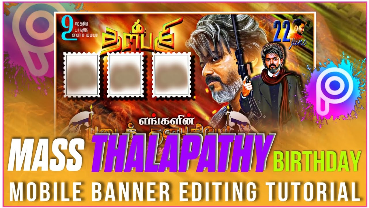 Thalapathy Vijay Birthday Banner Editing Tutorial In PicsArt Mobile ...