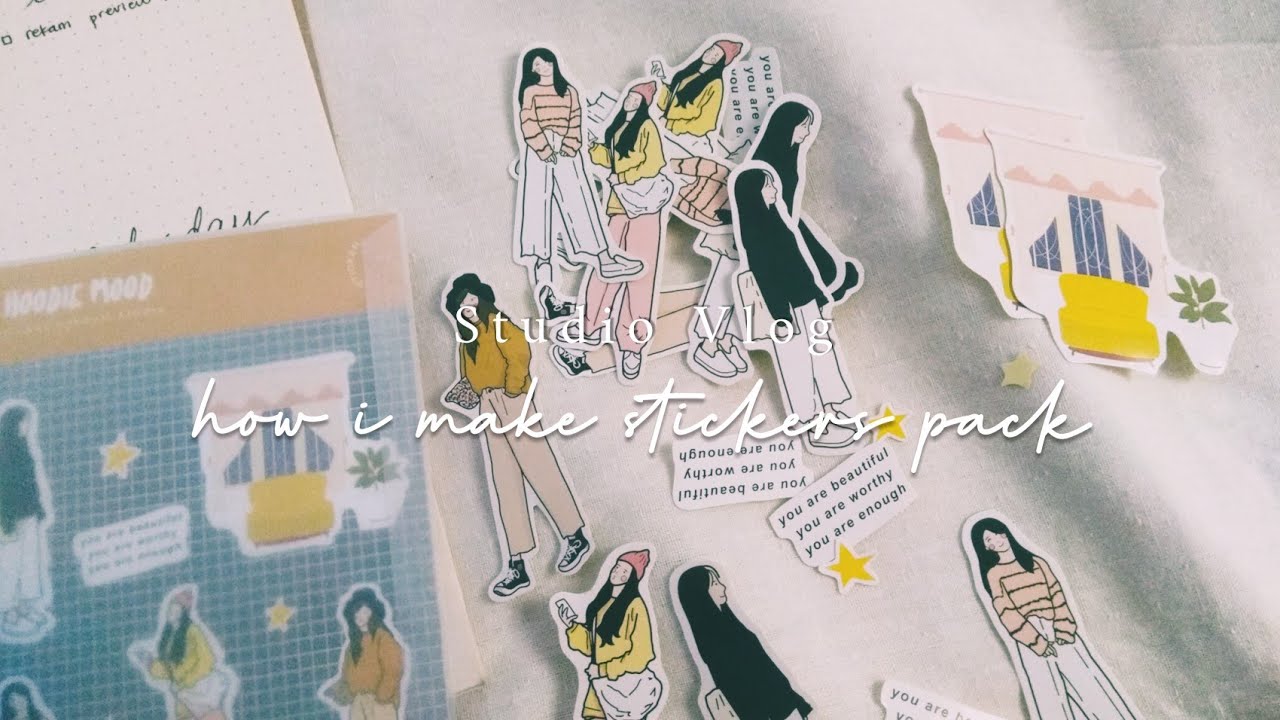 studio vlog .04 | how i make sticker | cara membuat stiker (desain ...