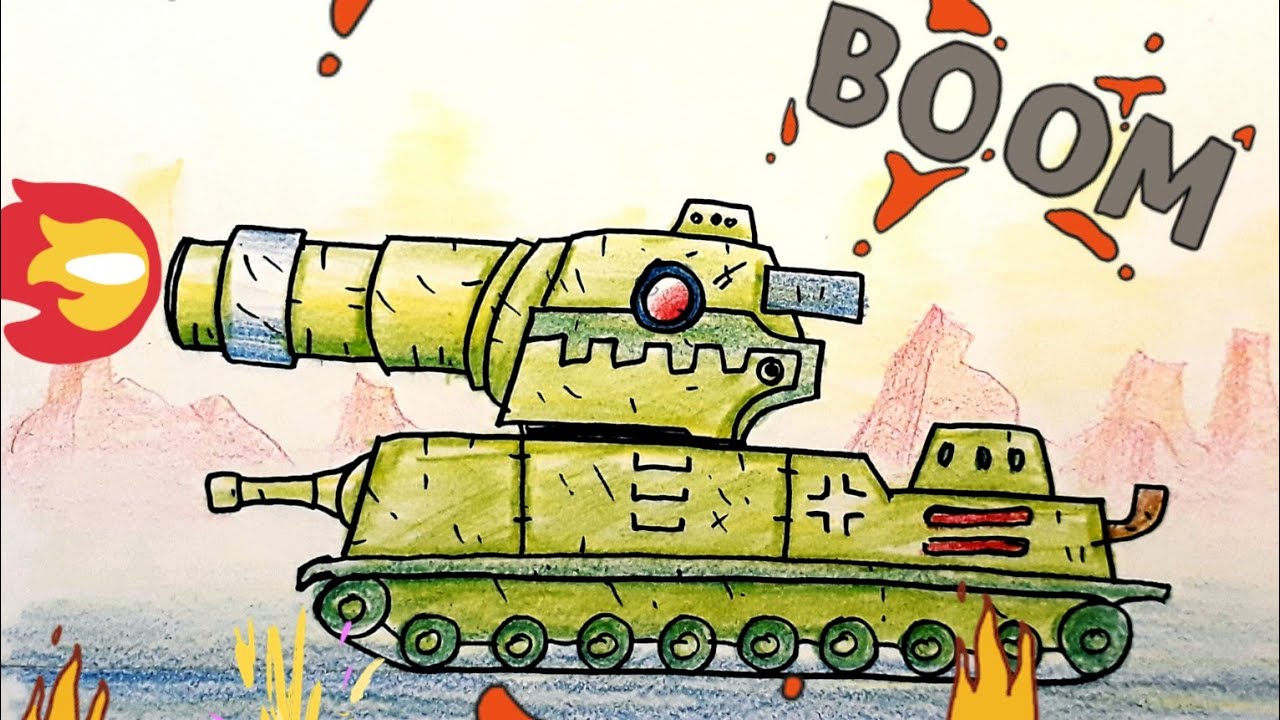 วาดรูปรถถัง | Monster tank,,, cartoon tank drawing - YouTube