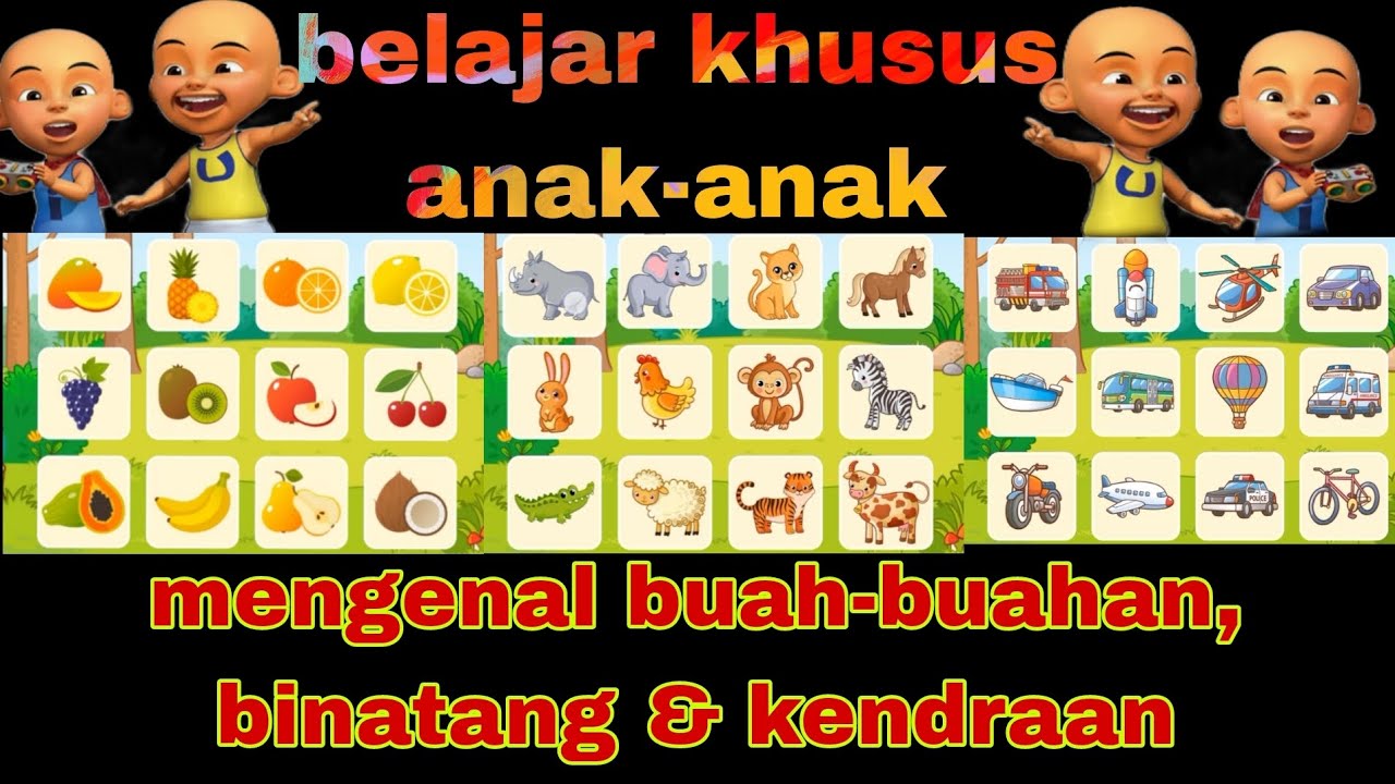 belajar mengenal buah-buahan | binatang | kendaraan || learn to ...