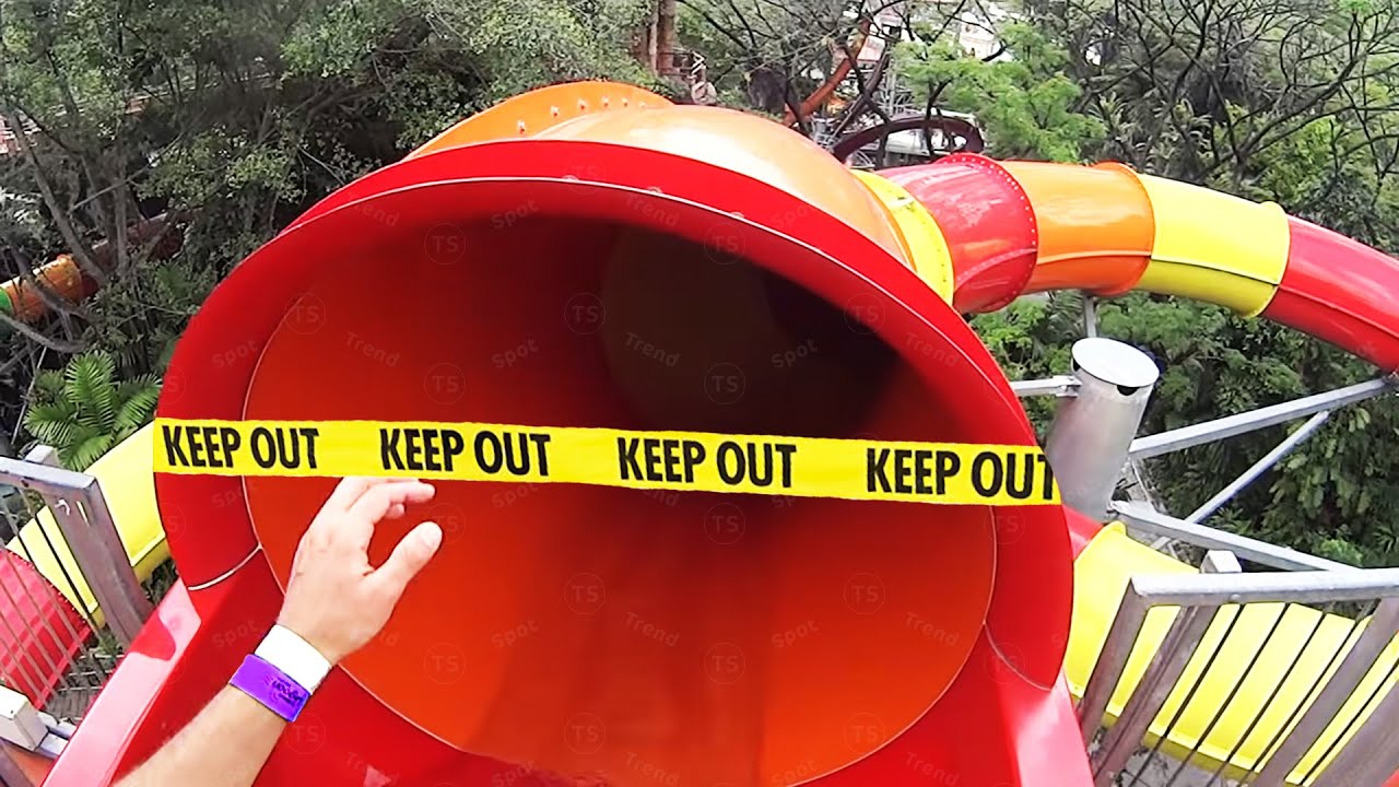 he got stuck in a BANNED water slide.. - YouTube