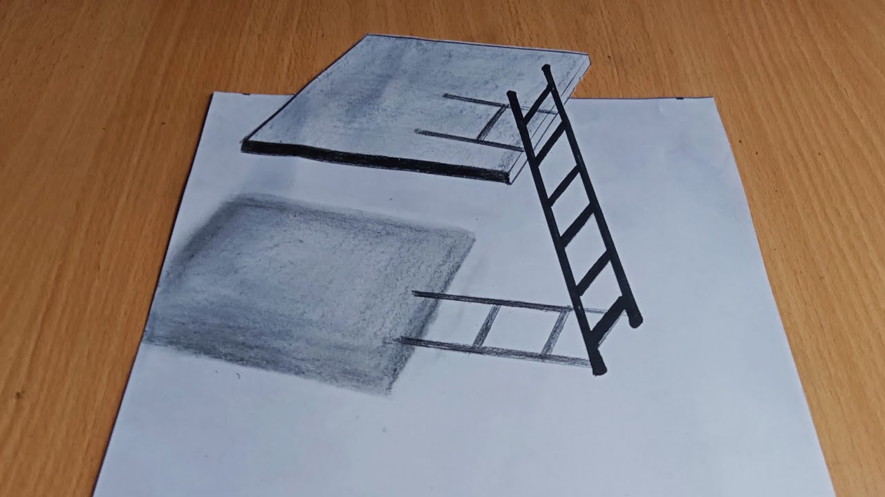 How To Draw 3d Optical Illusions Stair Holes And Floating Cubes For Beginners Rongtuli Pencil