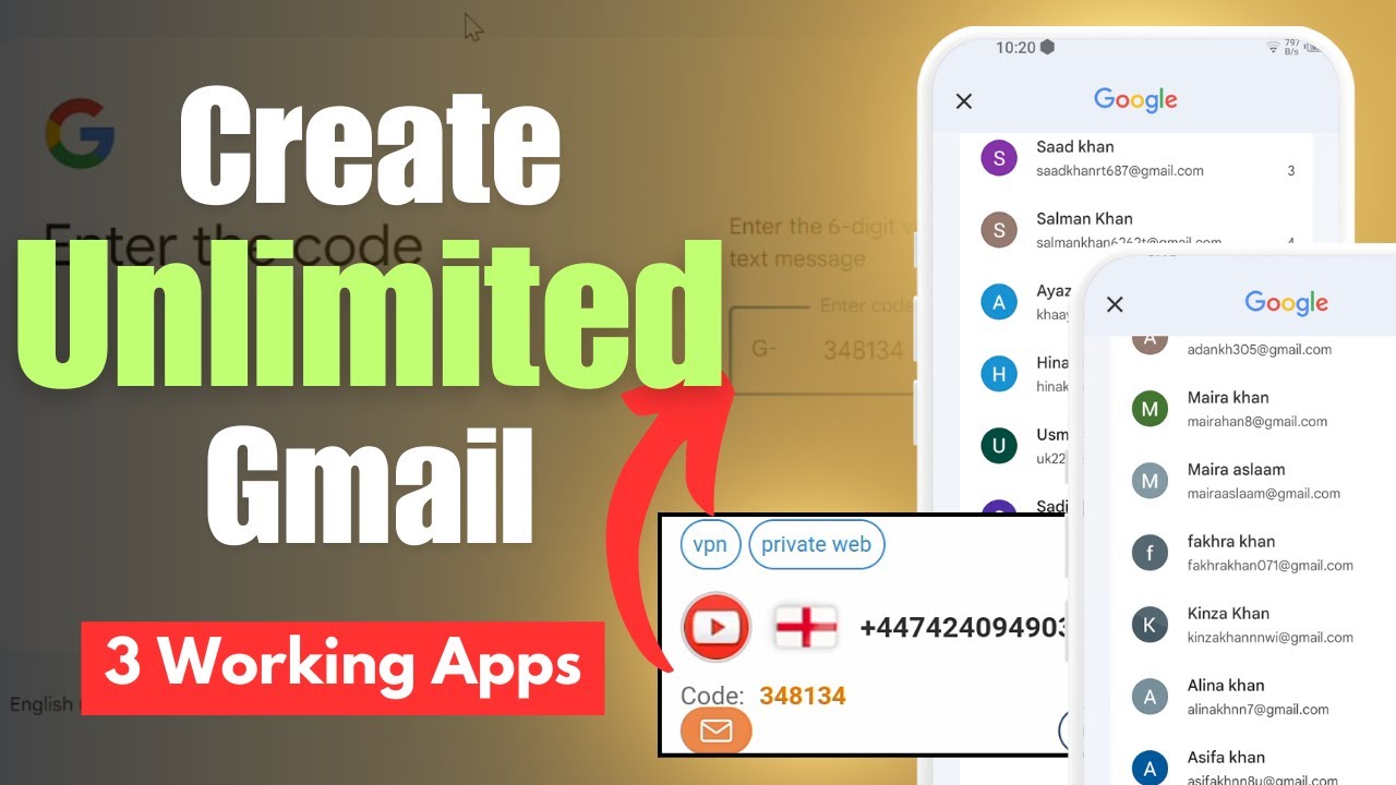 How to Create Unlimited Gmail Accounts in 2024 (3 Working Apps) | Get Unlimited Gmail Accounts ...