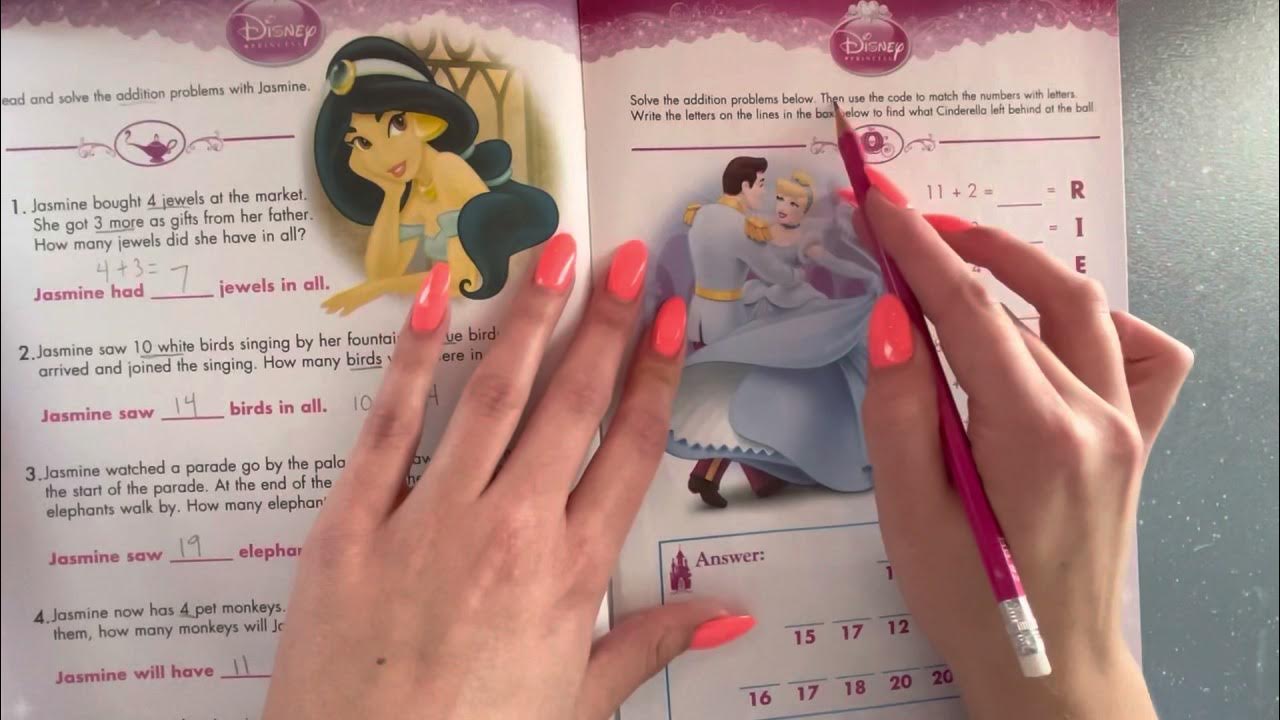 Disney Princess Math ASMR ♡ Addition Puzzles with Whispering and ...
