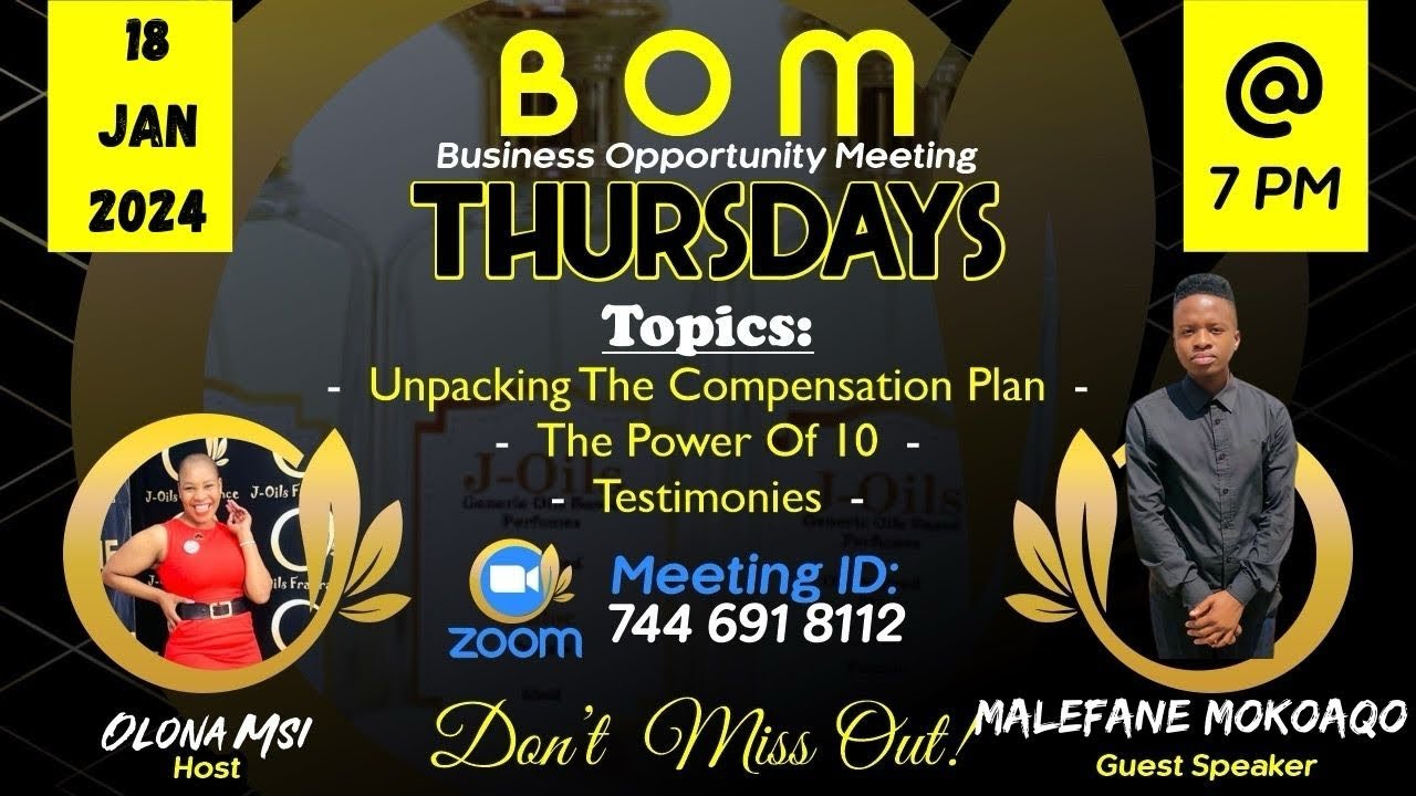 BOM Thursday Guest Speaker: Malefane Mokoaqo 18 JAN 2024 - YouTube