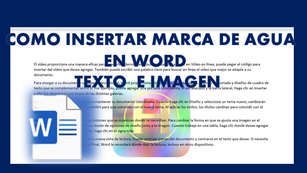 COMO INSERTAR MARCA DE AGUA DE FORMA SENCILLA, TEXTO O IMAGEN. - YouTube
