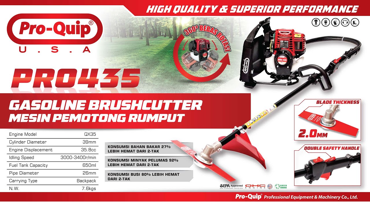 CARA PERAKITAN DAN PENGGUNAAN PROQUIP PRO 435 BRUSHCUTTER - YouTube