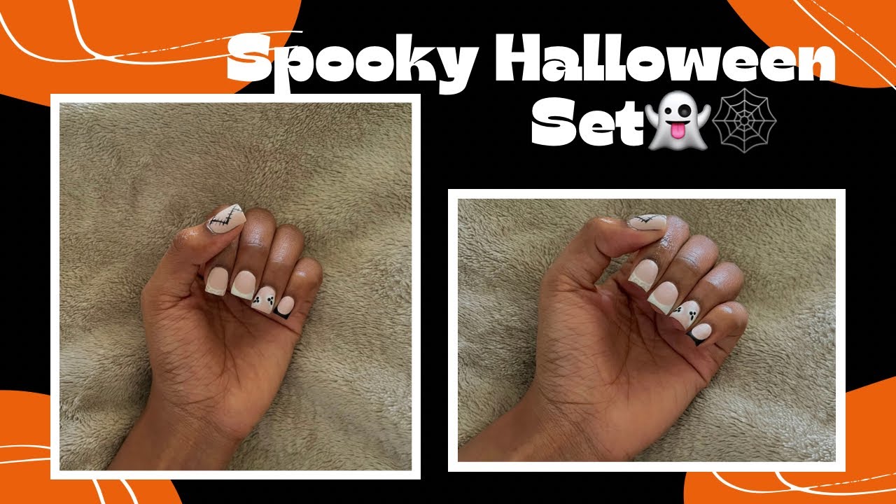 Spooky Halloween Nail Art 👻🕸️🤍🖤 - YouTube