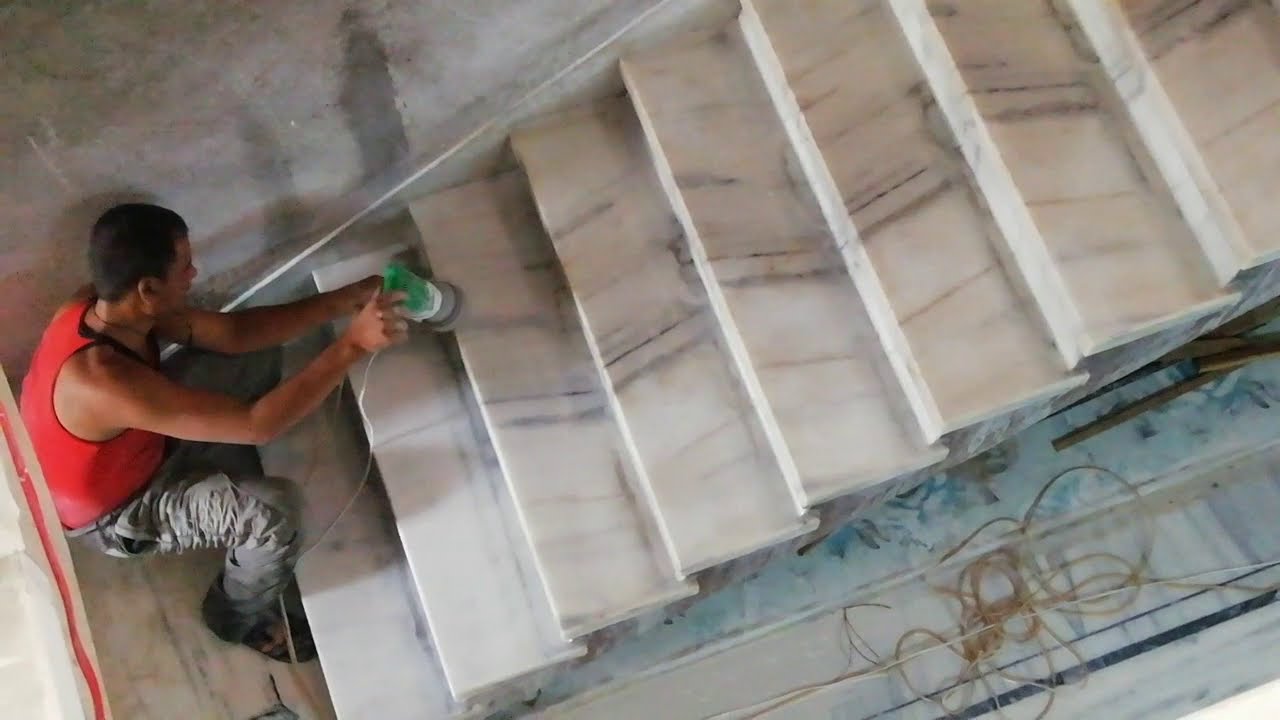Marble Staircase Molding Polishing || Stairs Molding Polish || How to ...