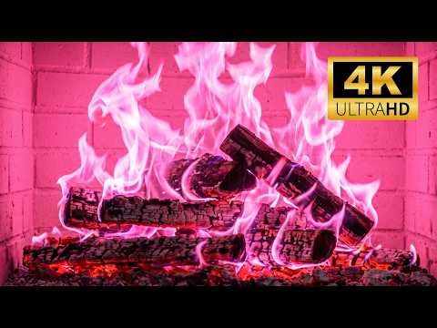 Baby Pink Fireplace 🔥 Crackling Fire Sounds for Deep Sleep & Relaxation | 3 Hours 4K