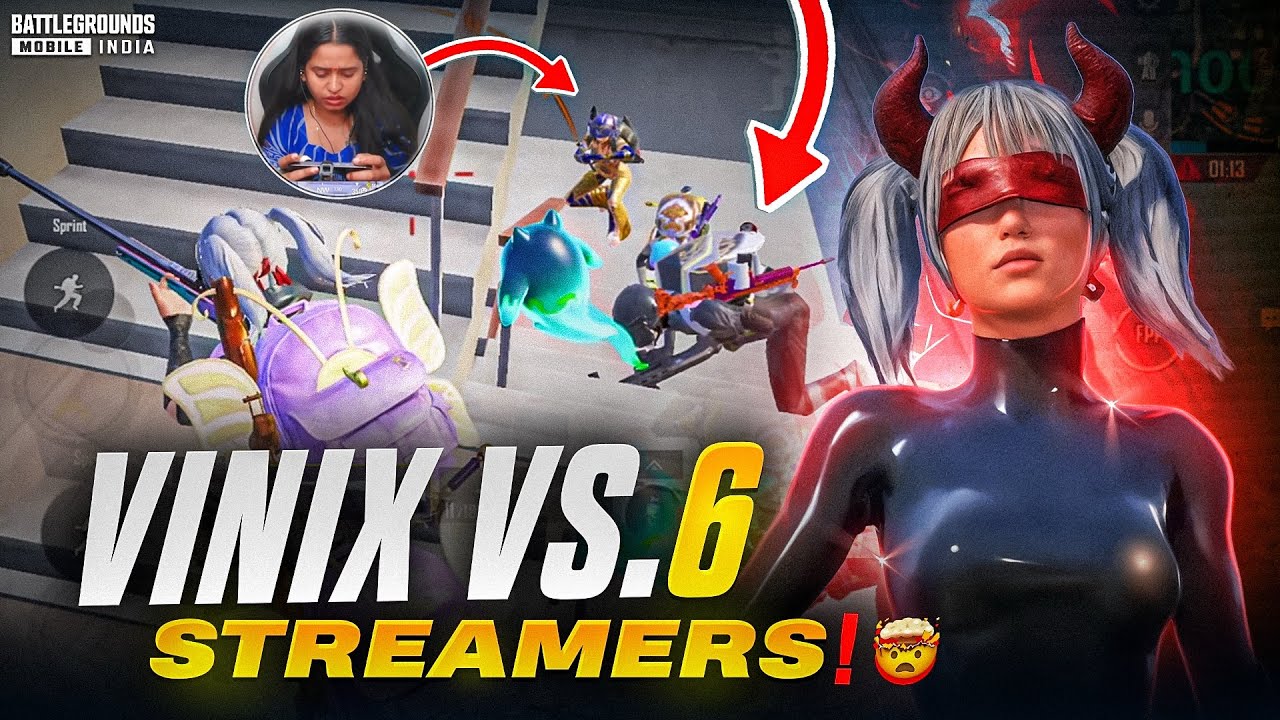 VINIX vs 6 STREAMERS & CONTENT CREATOR | BGMI CONQUEROR CLUTCHES 🔥 ...