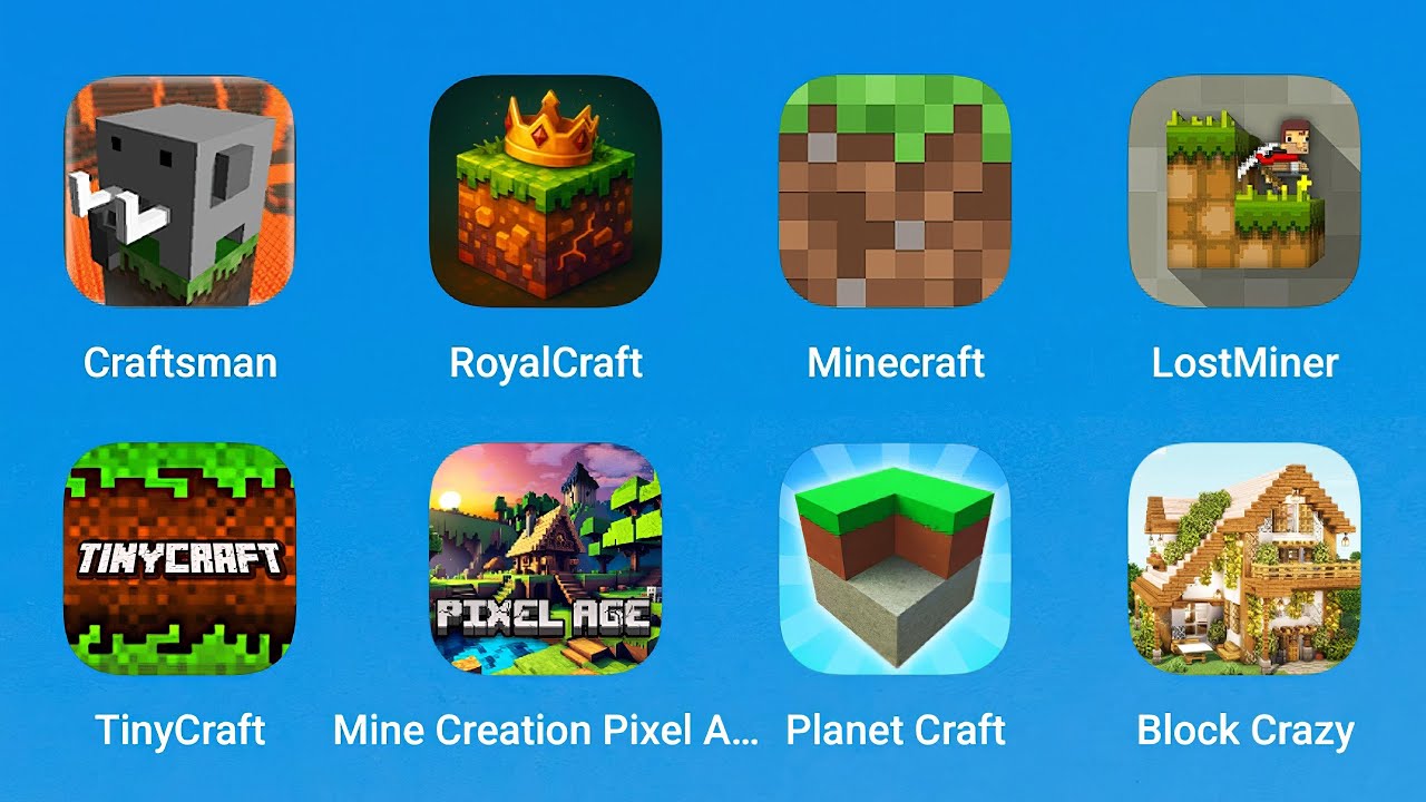 Craftsman, RoyalCraft, Minecraft, LostMiner, TinyCraft, Mine Creation Pixel, Planet Craft - YouTube